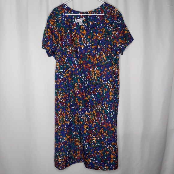 Roaman's | Dresses | Roamans Dress 24w Blue Multicolor Blotched Short ...